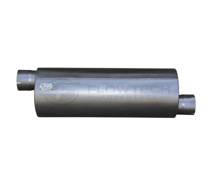4" In/Out x 10" Round x 28" Long Offset/Offset Baffled Flowtech Muffle ...